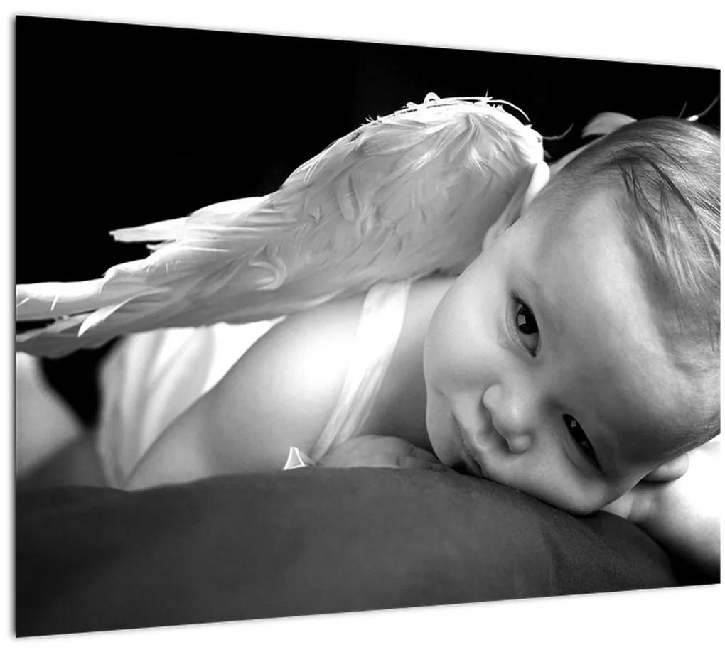 Skleněný obraz dětského anděla (70x50 cm)