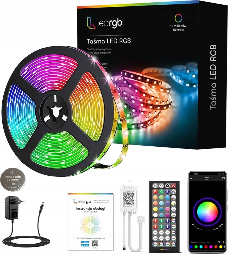 Led pásek 7,5M Rgb 5050 Dálkový Ovladač Aplikace Bluetooth Hudba Set 12V 30LED/m