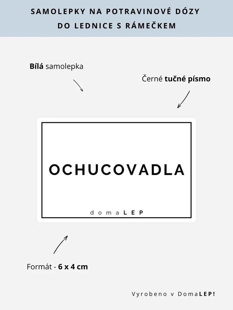 OCHUCOVADLA - Samolepka s rámečkem na dózy do lednice, 6 x 4 cm