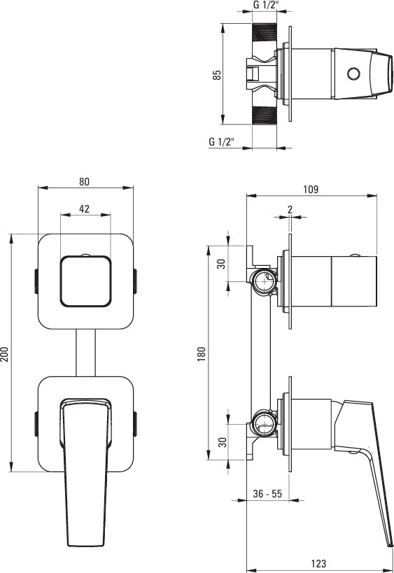Deante Blur, podomítková sprchová baterie, bílá matná, DEA-BQL_A44P