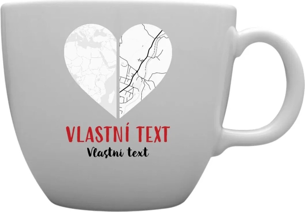 Personalizovaný MEGA XXL keramický hrnek 1 000 ml - Dvě místa, jedno srdce