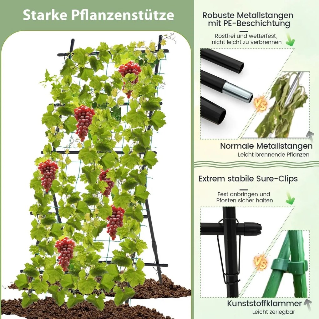 Costway 187 cm vysoká zahradní mříž se sítí pro okurkové popínavé rostliny