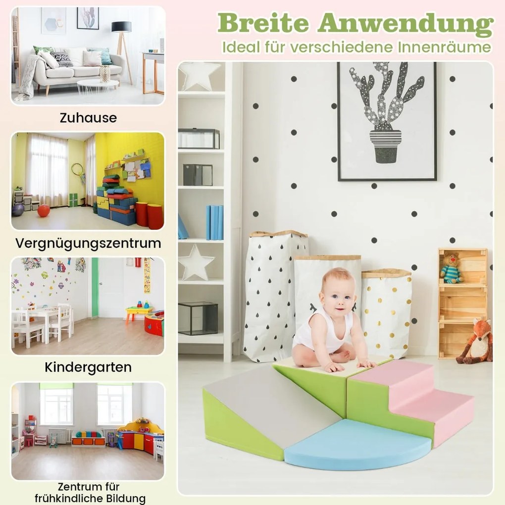 Costway 4 PCS. Schaumstoffbausteine zum Toben a Klettern – růžová + zelená