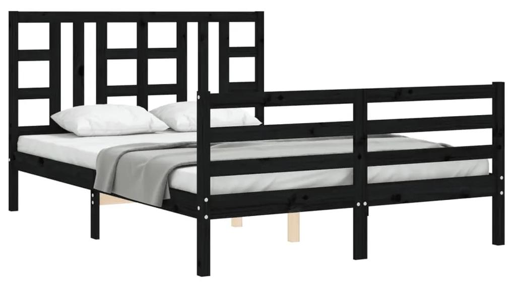 Rám postele s čelem černý 160 x 200 cm masivní dřevo,  3193935