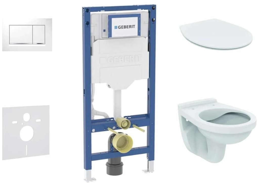 Geberit Duofix - Set předstěnové instalace, klozetu Alpha a sedátka softclose, tlačítko Sigma20, bílá/chrom SANI11CD3104