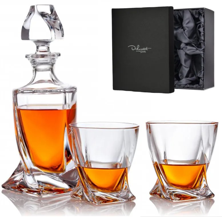 Dekorant Crystalite Bohemia whisky set Quadro v dárkovém saténovém balení 1+2