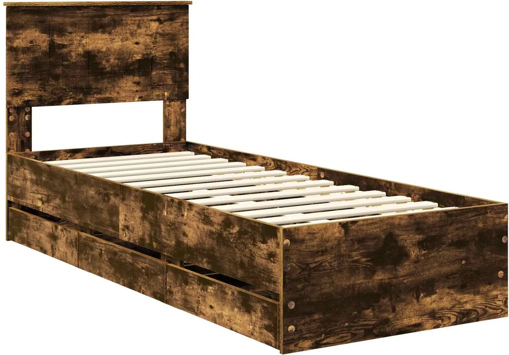 Rám postele s čelo Kouřový dub 75 x 190 cm Inženýrské dřevo 3410760