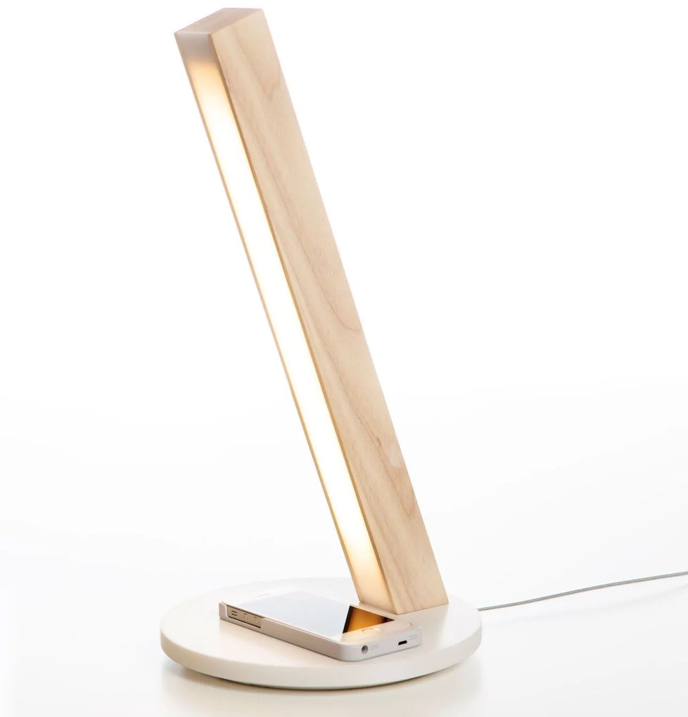 Stolní lampa LED40, 400 mm, více variant - TUNTO Model: přírodní dub, QI bezdrátová technologie
