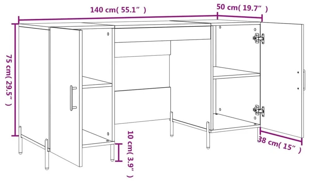 Petromila Psací stůl bílý s vysokým leskem 140x50x75 cm kompozitní dřevo