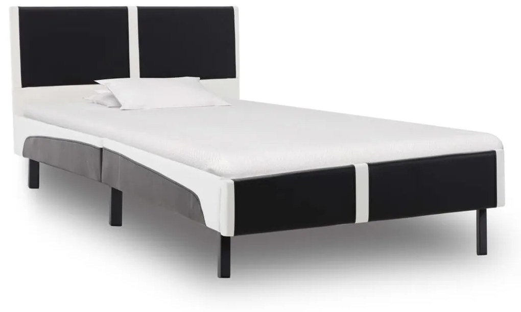 280287 vidaXL Rám postele černobílý umělá kůže 90 x 200 cm