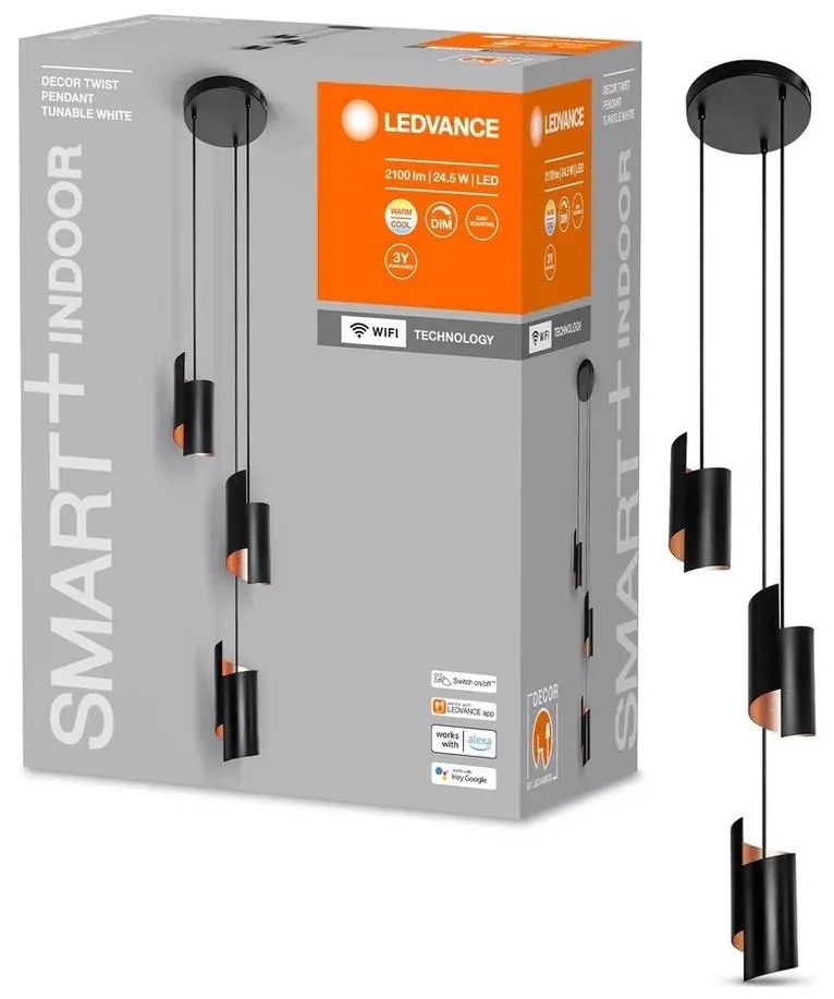 Ledvance Ledvance - LED Stmívatelný lustr na lanku SMART+ DECOR 3xLED/8W/230V černá Wi-Fi P225258