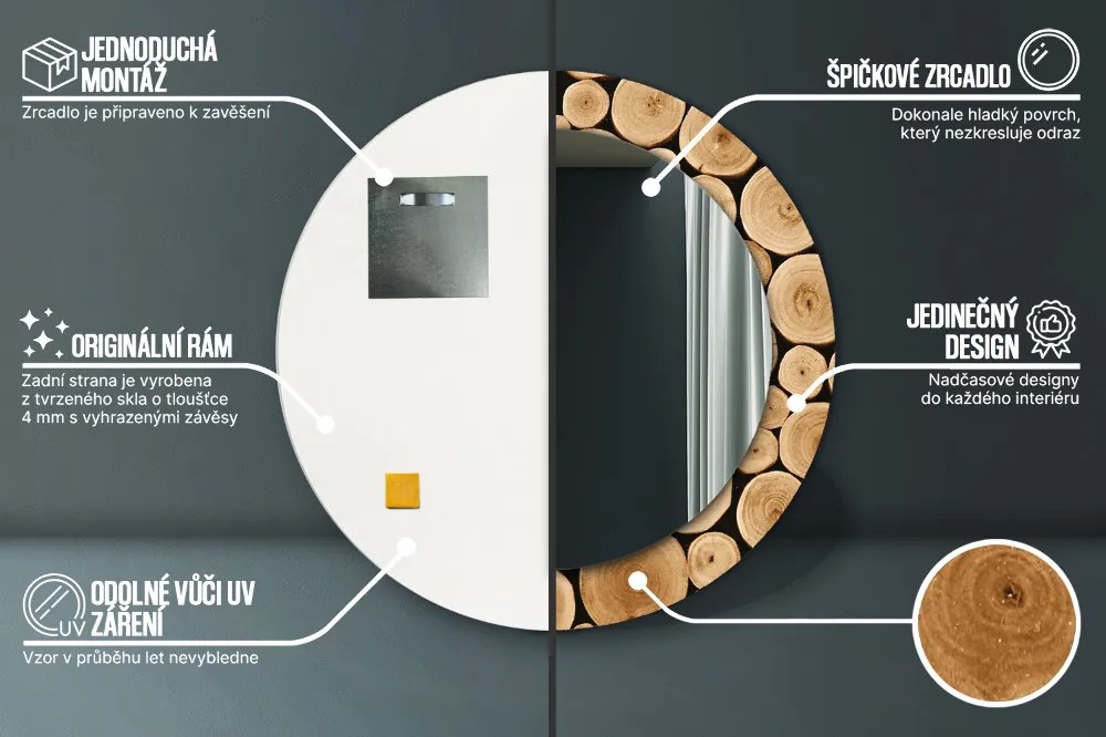 Kulaté dekorativní zrcadlo Protokoly fi 70 cm