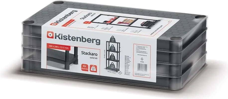 Prosperplast Regál plastový 4 police STACKARO SMALL 58 x 28 x 131,5 cm - černý