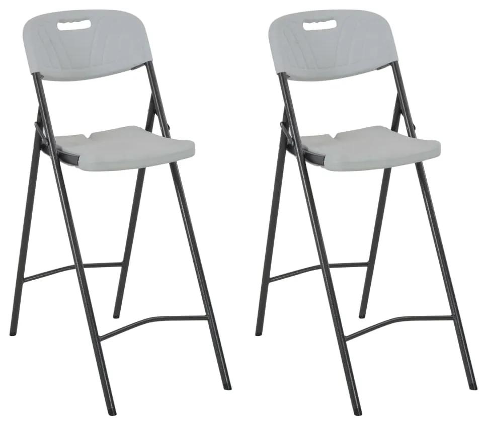 44561 vidaXL Skládací barové židle 2 ks HDPE a ocel bílé | BIANO