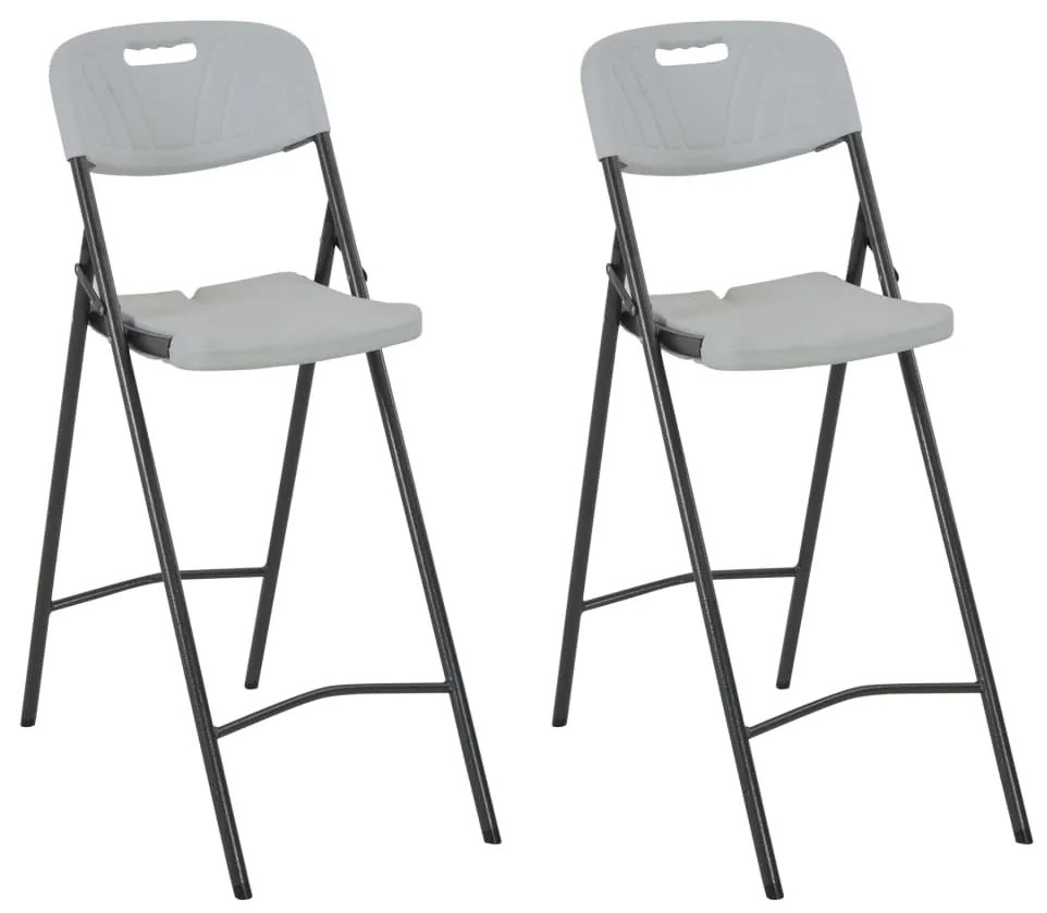 44561 vidaXL Skládací barové židle 2 ks HDPE a ocel bílé