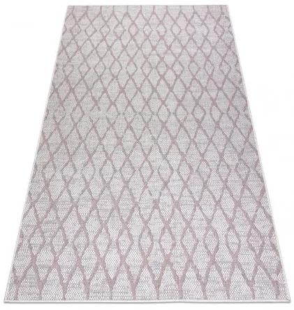 koberec SISAL SION MŘÍŽ 22129 ploché tkaní ecru / růžový velikost 200x290 cm | krásné koberce cz