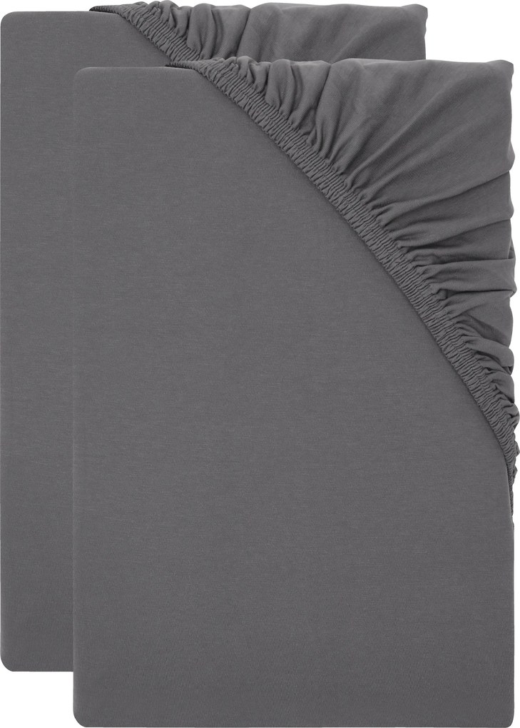 Livarno® Sada žerzejových napínacích prostěradel, 90–100 x 200 cm, 2dílná, šedá