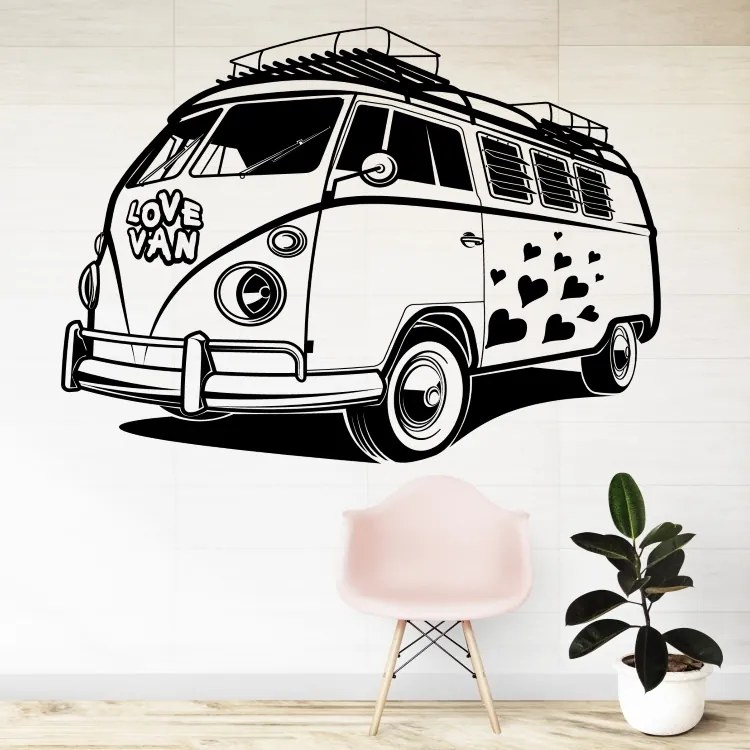 Zamilovaný Volkswagen van - vinylová samolepka na zeď 100x72cm
