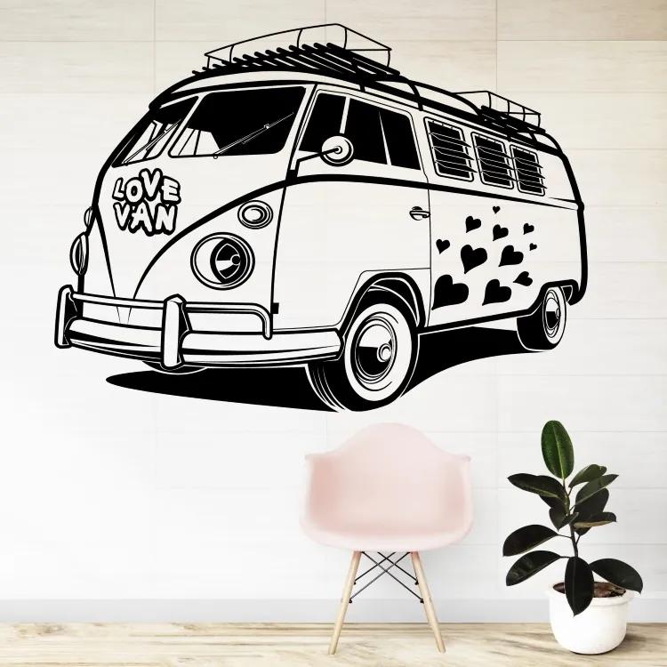 Zamilovaný Volkswagen van - vinylová samolepka na zeď 80x58cm