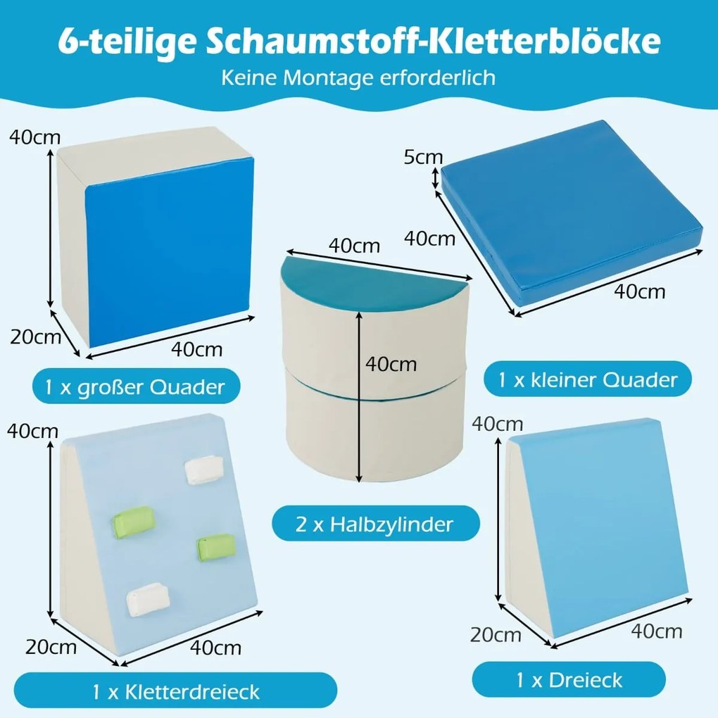 Costway 6 KS. Dětské stavebnice z materiálu stud s lezeckými kameny