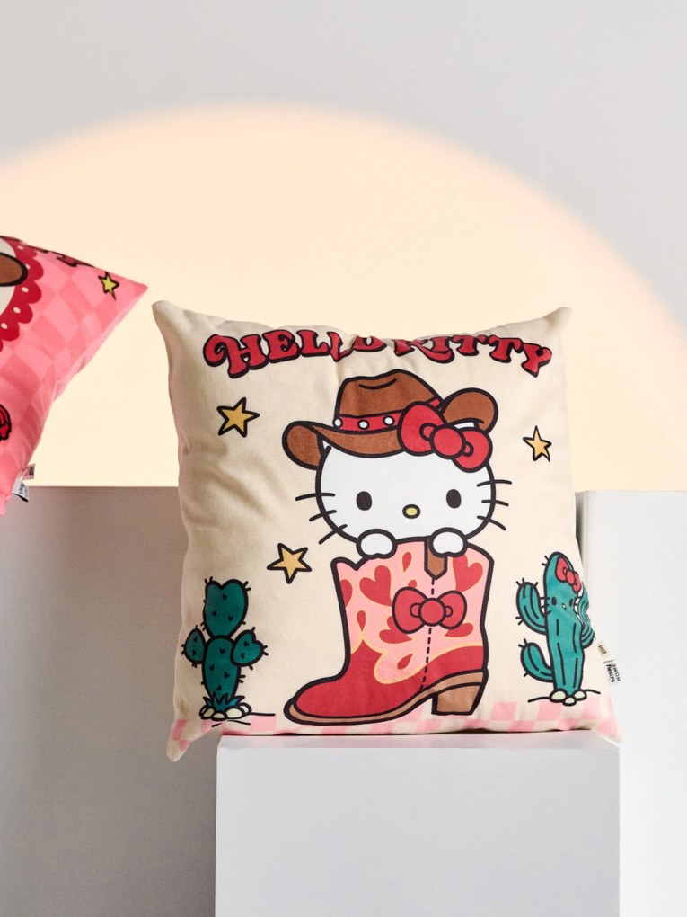 Sinsay - Povlak na polštář s kovbojským motivem Hello Kitty - krémová