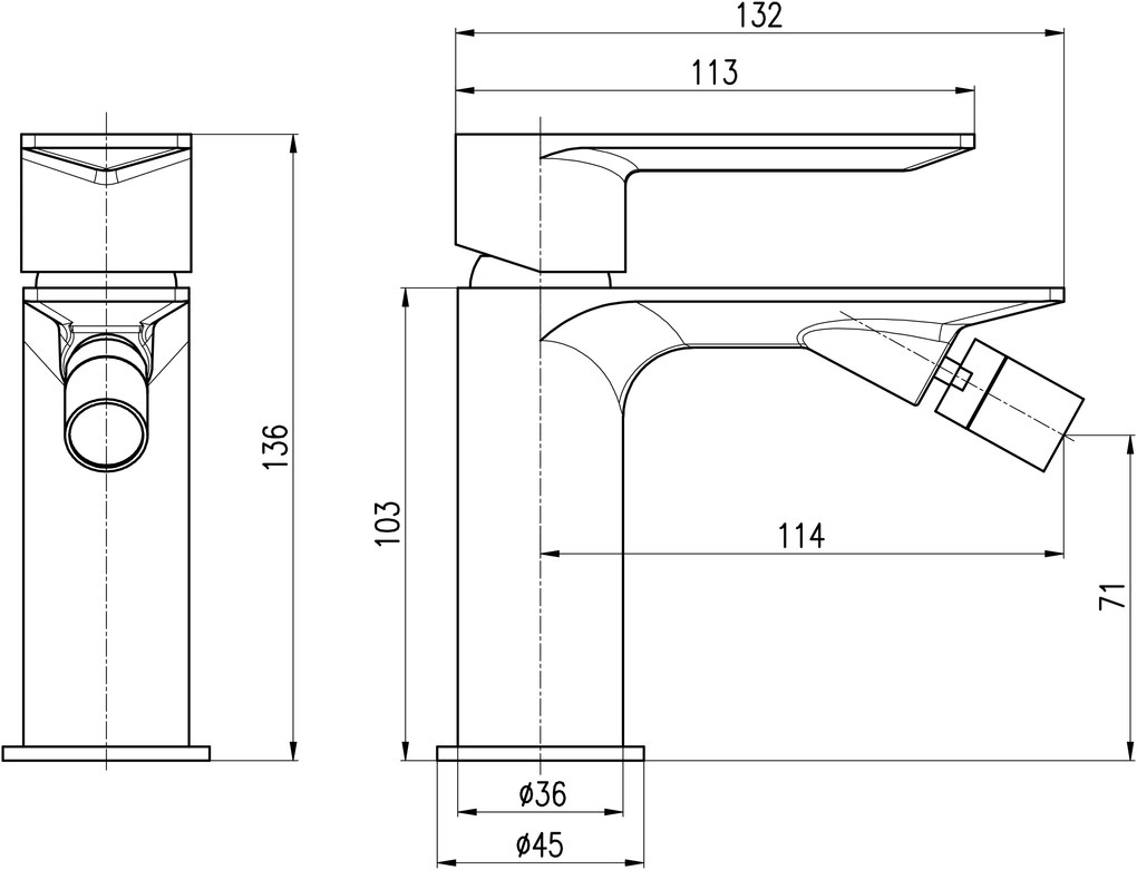 Slezák - RAV Bidetová baterie bez výpusti NIL - NL144.xMGL, Metal Grey lesk Připojovací hadičky - závit: 1/2"