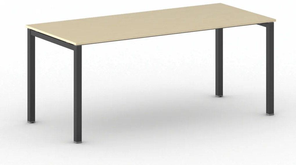 Jednací kancelářský stůl PRIMO SQUARE, 180x80 cm, černá podnož, bříza