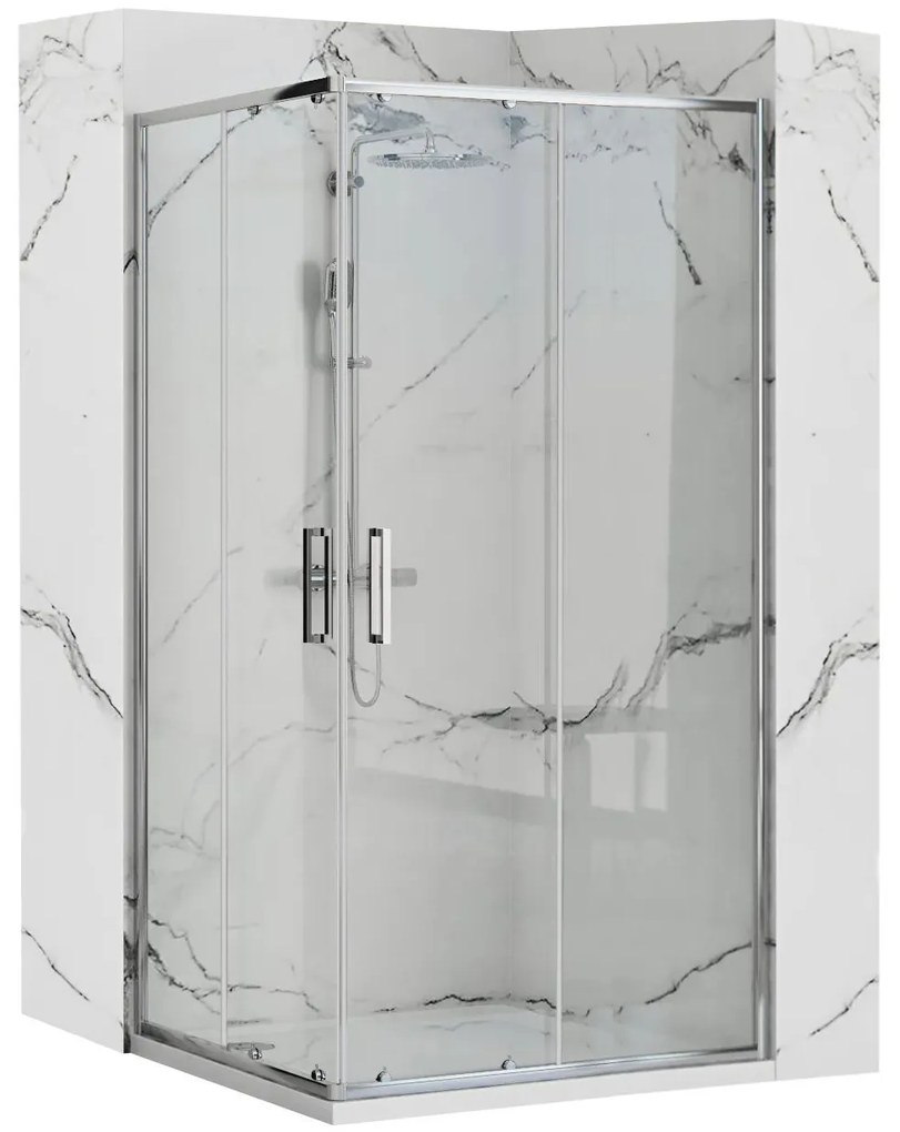 Obdélníkový sprchový kout REA PUNTO 80x100 cm, chrom/transparent + vanička Savoy bílá