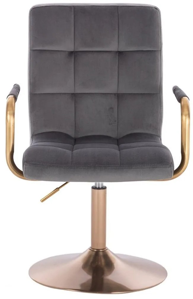 LuxuryForm DESIGN Otočná židle VERONA GOLD VELUR na zlatém talíři - tmavě šedá