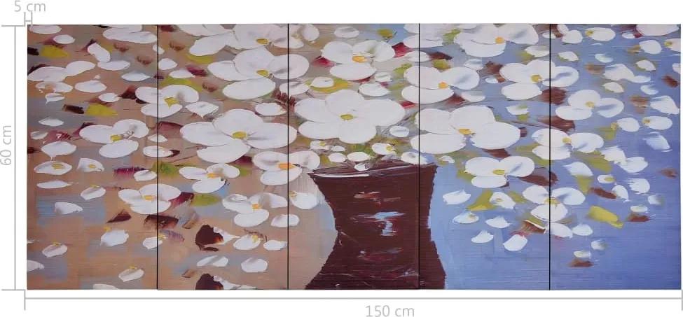 vidaXL Sada nástěnných obrazů na plátně Květiny ve váze 150 x 60 cm [289267]