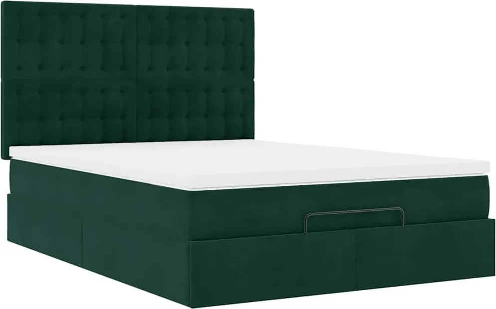 Osmanský rám postele s matracemi tmavě zelená 140x190cm samet 3314465