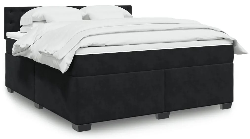 Box spring postel s matrací černá 180x200 cm samet 3286392