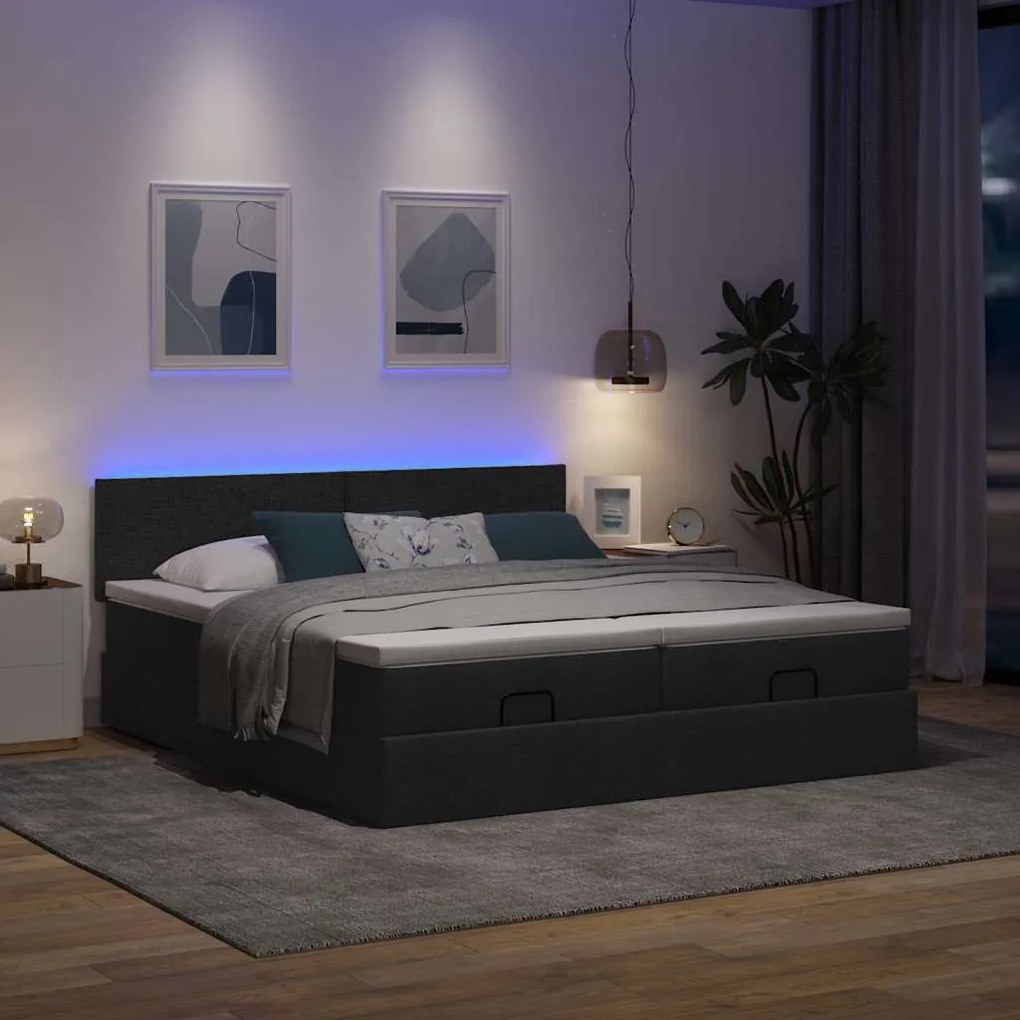 Osmanský rám postele s matrací černá 180x200cm textil 3312824