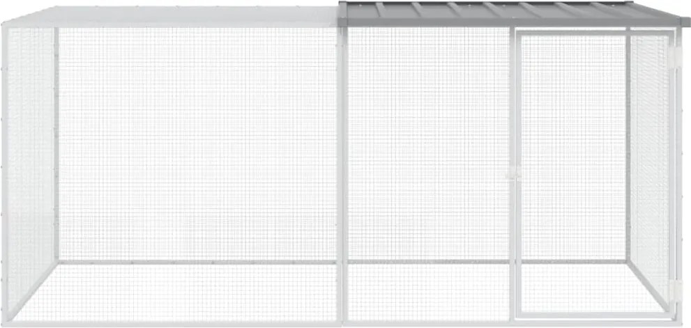 Klec pro kuřata se střechou světle šedá 203 x 98 x 90 cm ocel 3189044