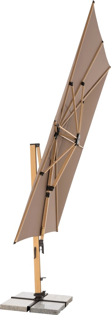 Doppler ALU WOOD XL 4x3 m - výkyvný zahradní slunečník s boční tyčí - Rozbalené zboží (S325)