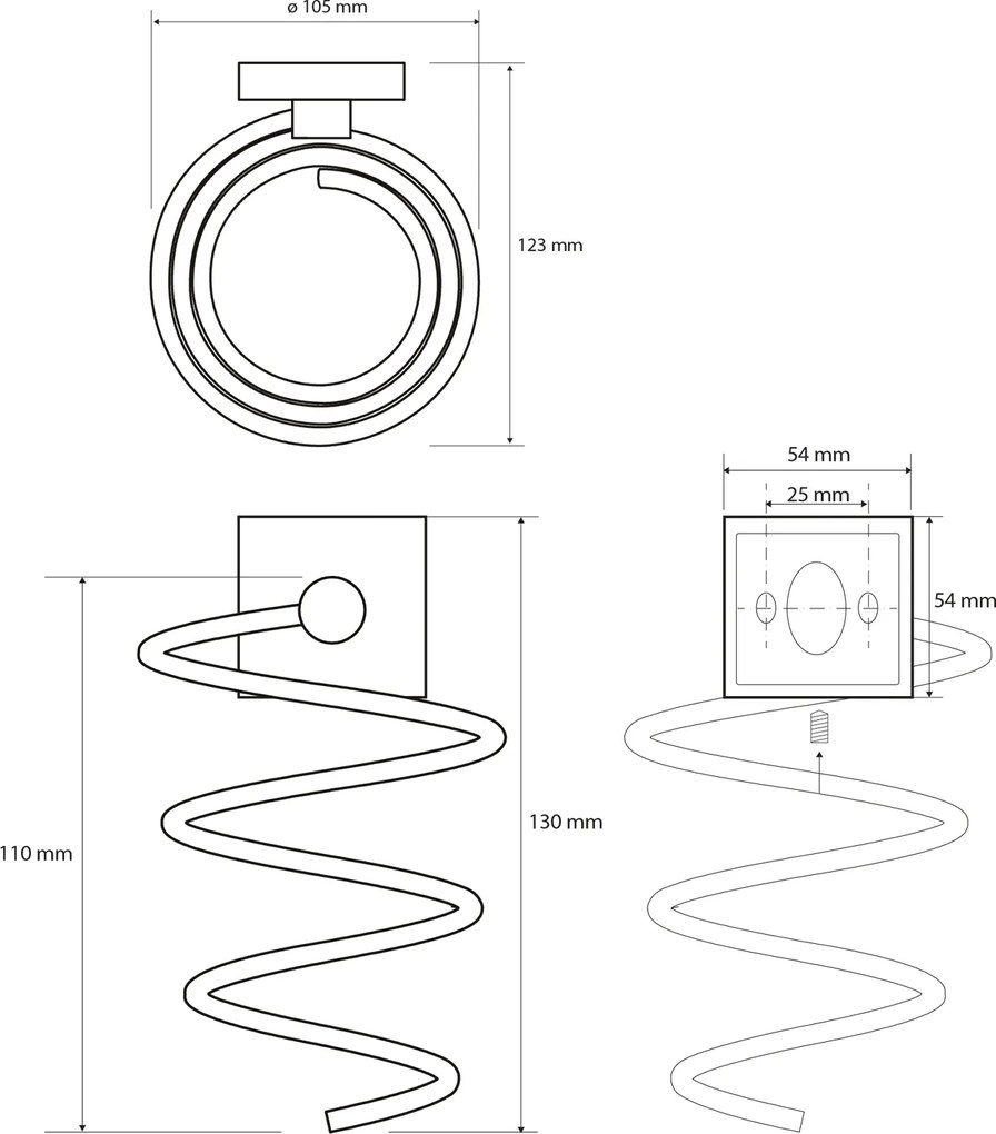 Sapho, X-SQUARE držák fénu, spirálový, chrom, XQ005