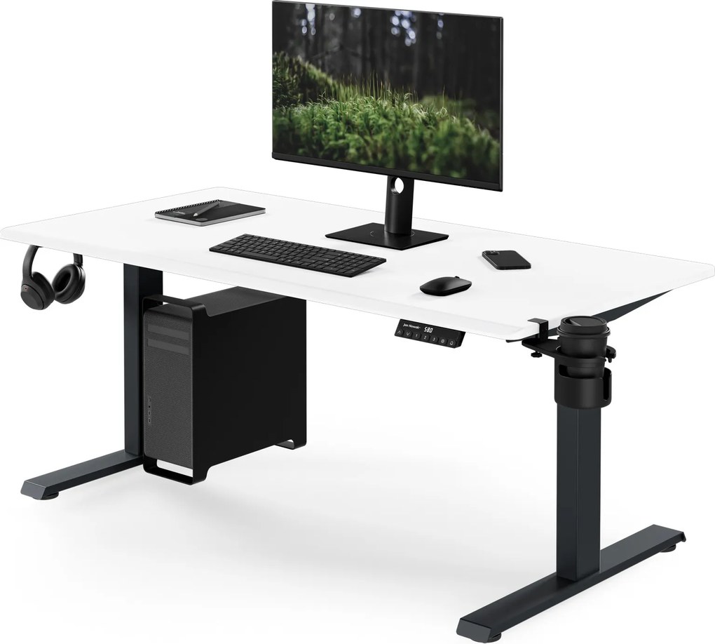 Elektrický stůl s nastavením výšky ergonomický antracitově-bílý, 1400x700 mm: ARIA