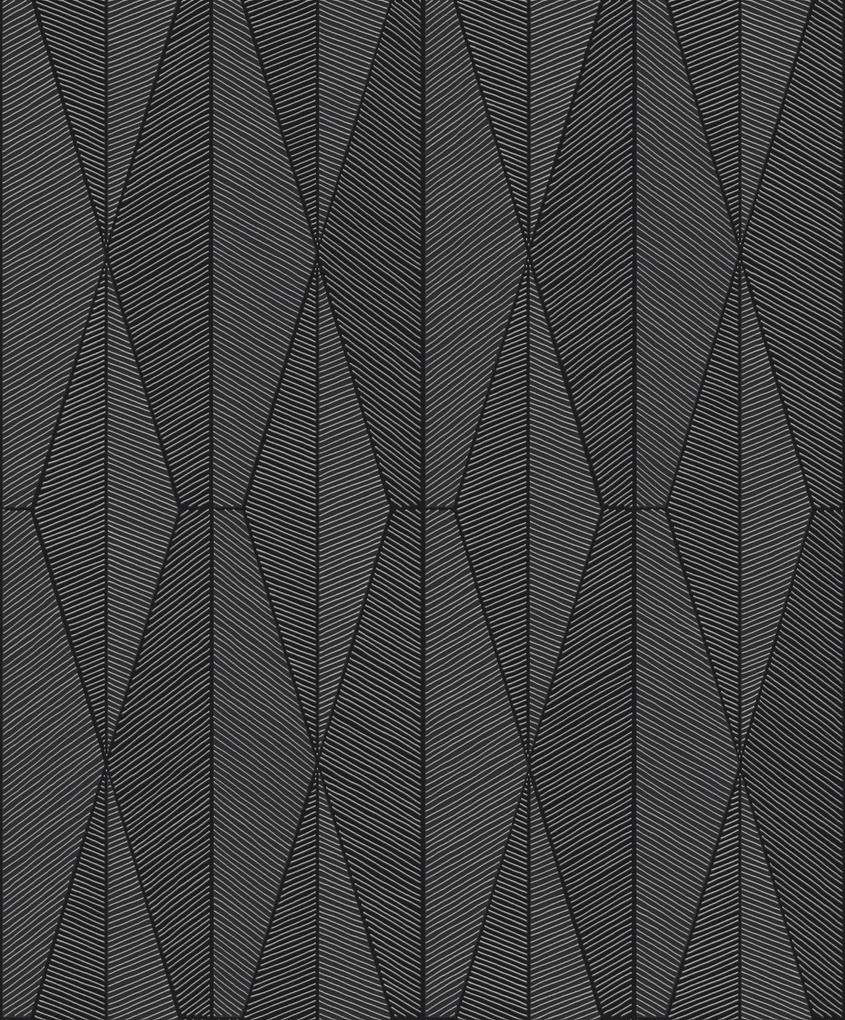 Černo-stříbrná geometrická vliesová tapeta na zeď, YSA303, Mysa, Khroma by Masuree