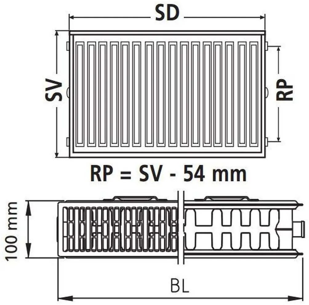 Kermi Therm X2 Profil-Kompakt deskový radiátor 22 600 / 1300 FK0220613