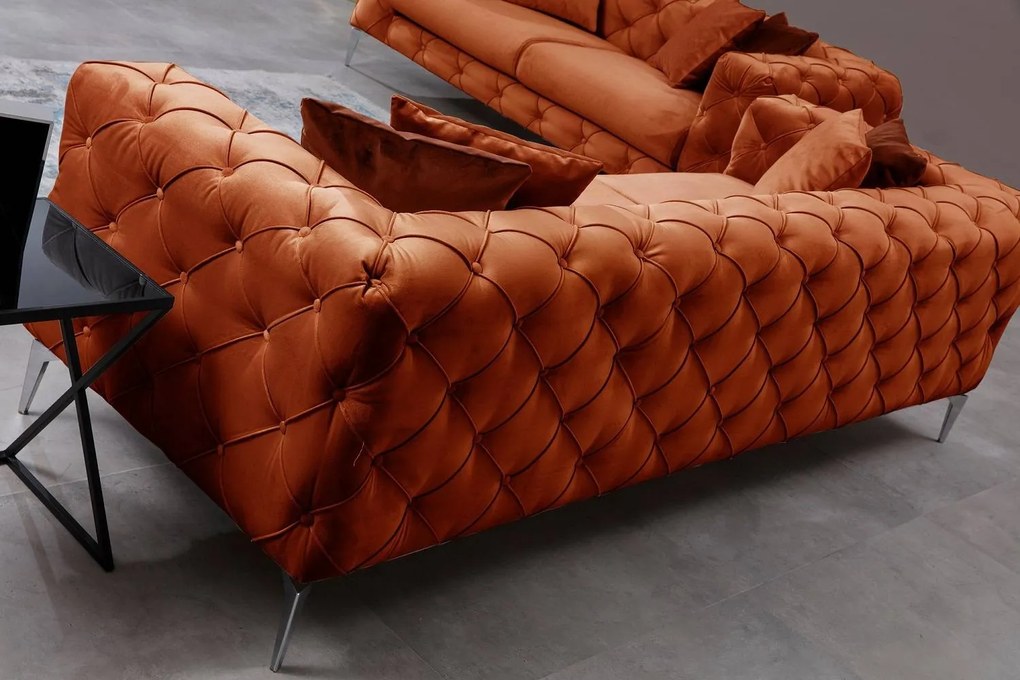 Designová sedačka Rococo 197 cm oranžová - Skladem