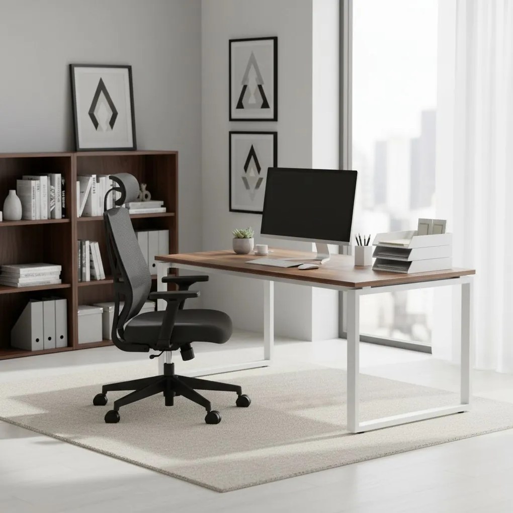 Stůl SimpleOffice 180 x 90 cm, ořech vlašský / bílá