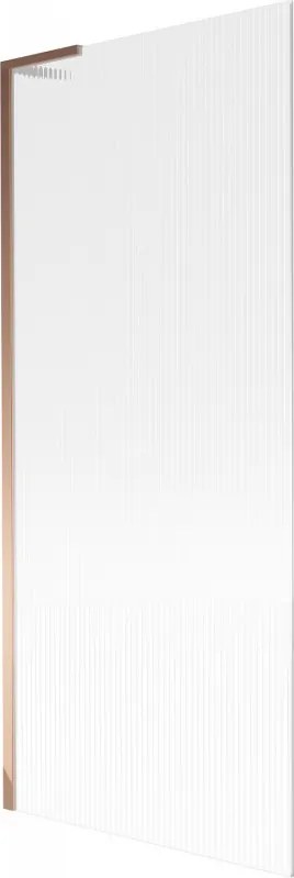 Mexen Next L, 1-křídlová vanová zástěna 80 x 150 cm, 6mm sklo s žebrovým vzorem, růžové zlato profil, 895-080-000-03-09-60