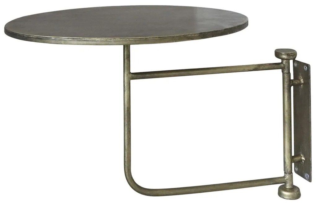 Mosazný antik kovový kulatý nástěnný stůl Tin Wall Table - 30*40 cm