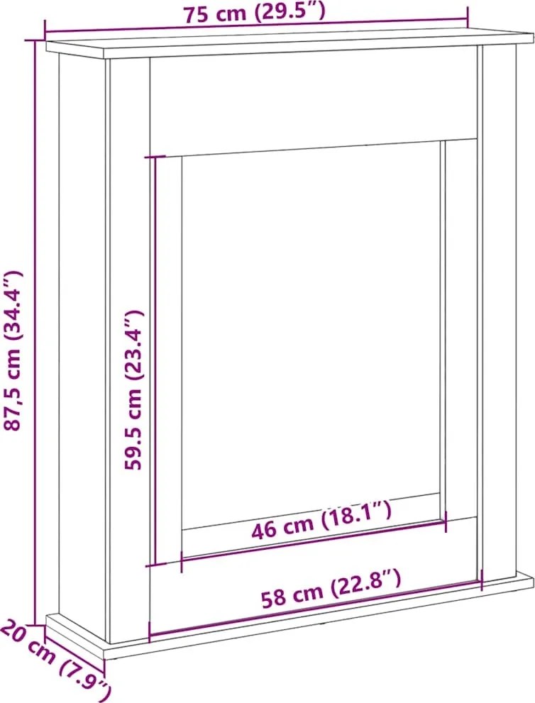 vidaXL Krbový rám 75x20x87,5 cm, konstrukční dřevo [854581] Barva: kouřový dub