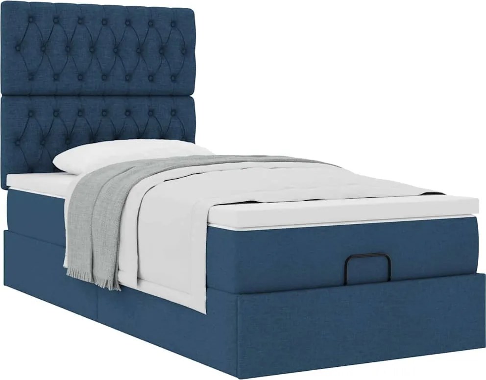 Osmanský postel s matrací modrá 100x200 cm textil 3313222