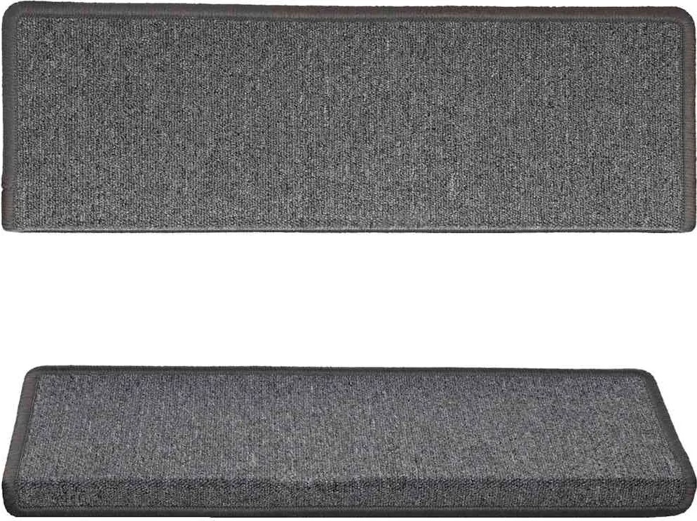 Schodové rohože 15 ks 65 x 21 x 4 cm tmavě šedé s obdélníkovým okrajem 134568