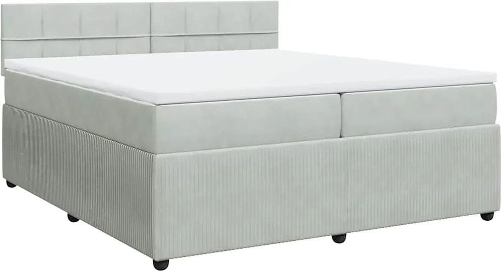 Box spring postel s matrací světle šedá 200x200 cm samet 3290130