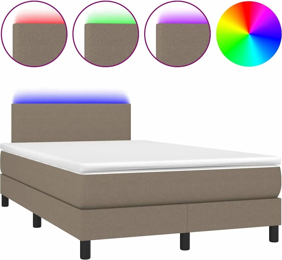 Box spring postel s matrací a LED taupe 120 x 200 cm textil 3132985