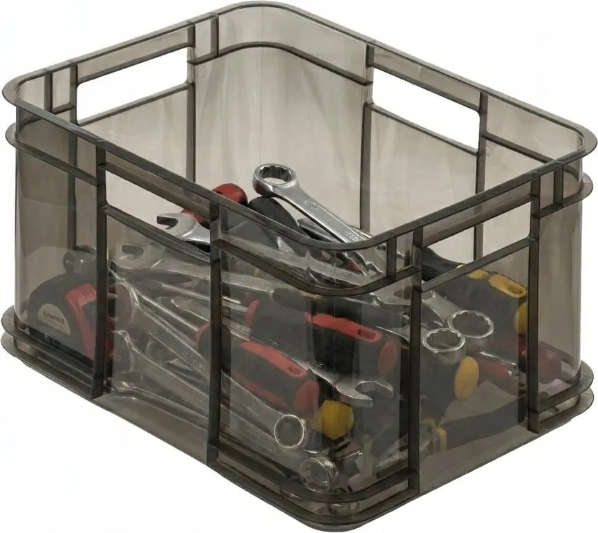 Keeeper Úložný box pro domácnost i dílnu, BRUNO M, 16L, 35 x 27 x 21 cm, kouřový