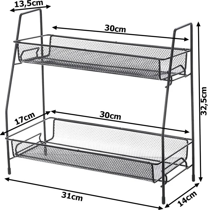 Verk Group Kuchyňská police kuchyňský organizér stojící dvoupatrový půdní stojan na koření